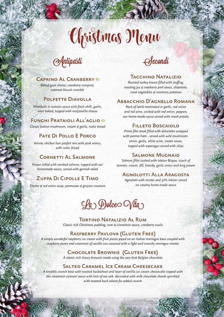 Christmas Menu – Colosseo Restaurant in Doncaster