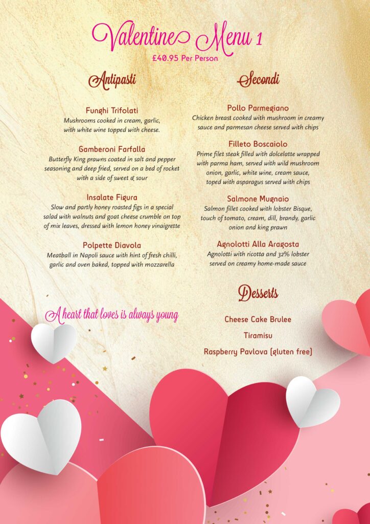 Valentine Special Menu – Colosseo Restaurant in Doncaster